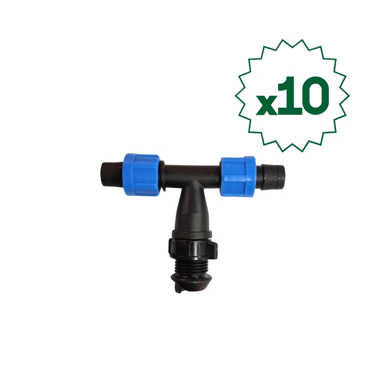 Conector Acople T Cinta con Caño Madre Riego Goteo x 10 Unid. | Agrourbano